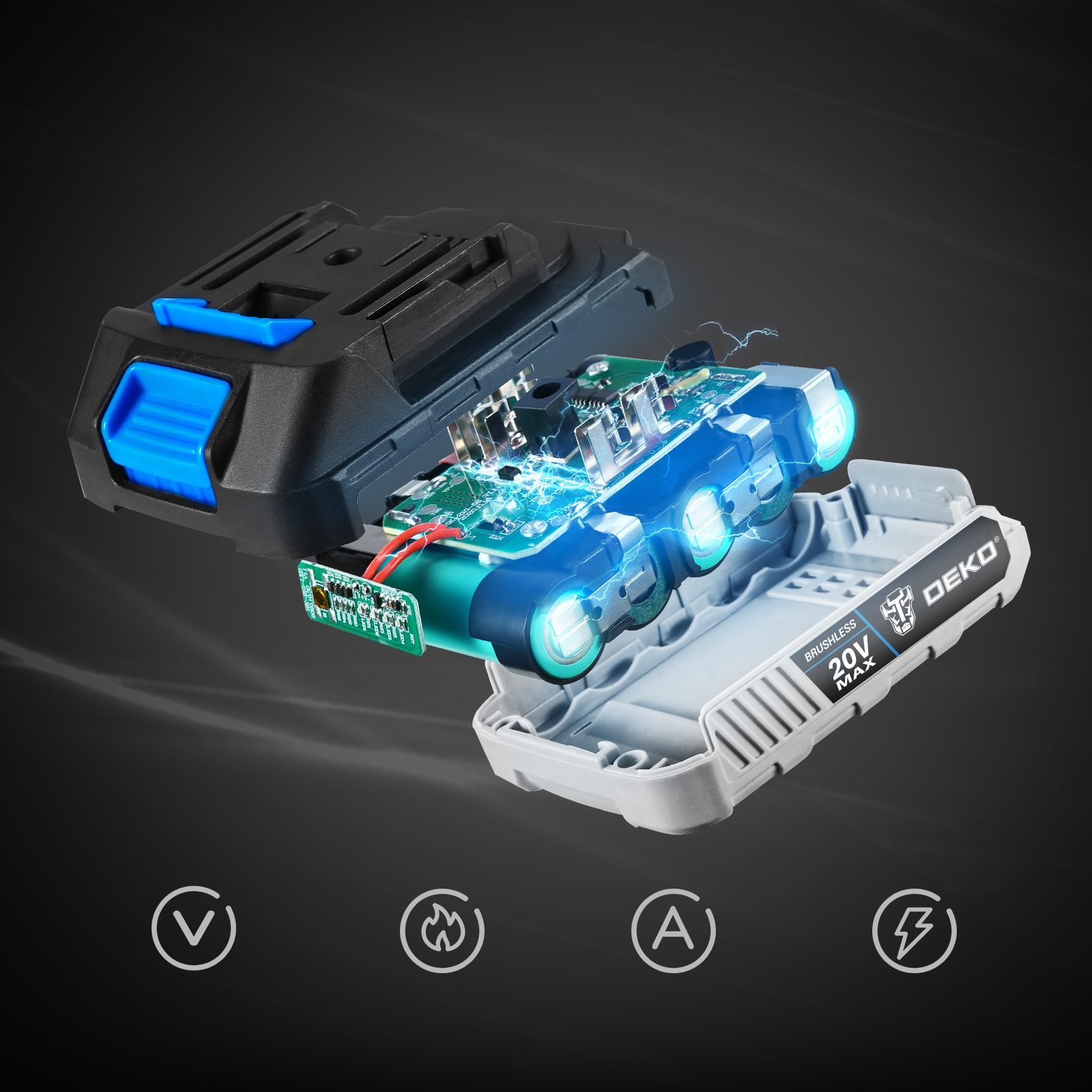 Parafusadeira Furadeira Brushless 3/8 Pol. com 2 Baterias 20 | DEKO Brasil